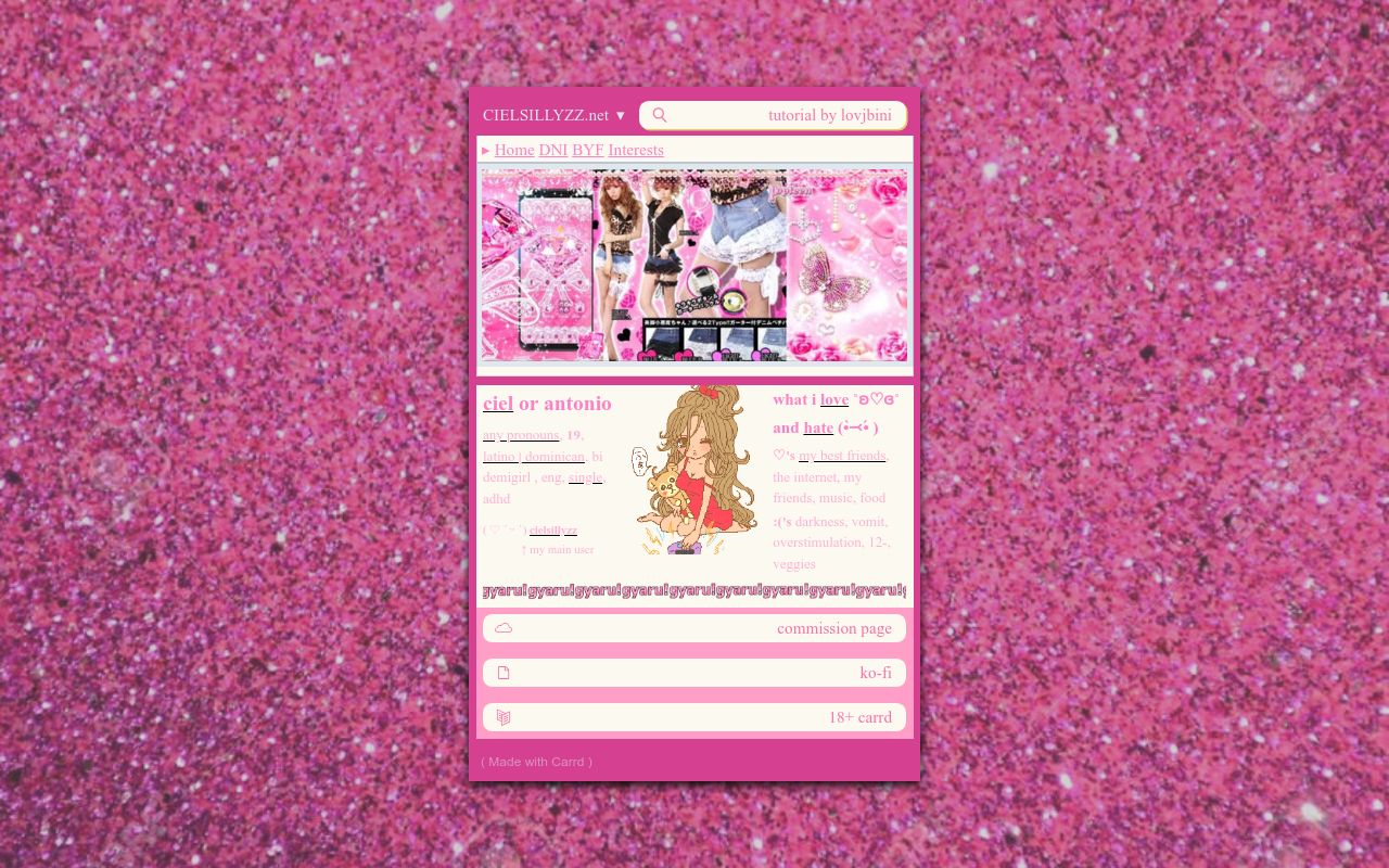 ciel's personal carrd